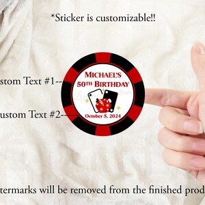 Poker Chip Theme Birthday Label, Personalized Poker Theme Bachelor ...