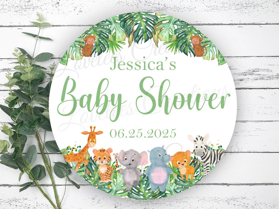 Jungle Animals - Safari Animals - Round Sticker - Baby Shower - Etsy