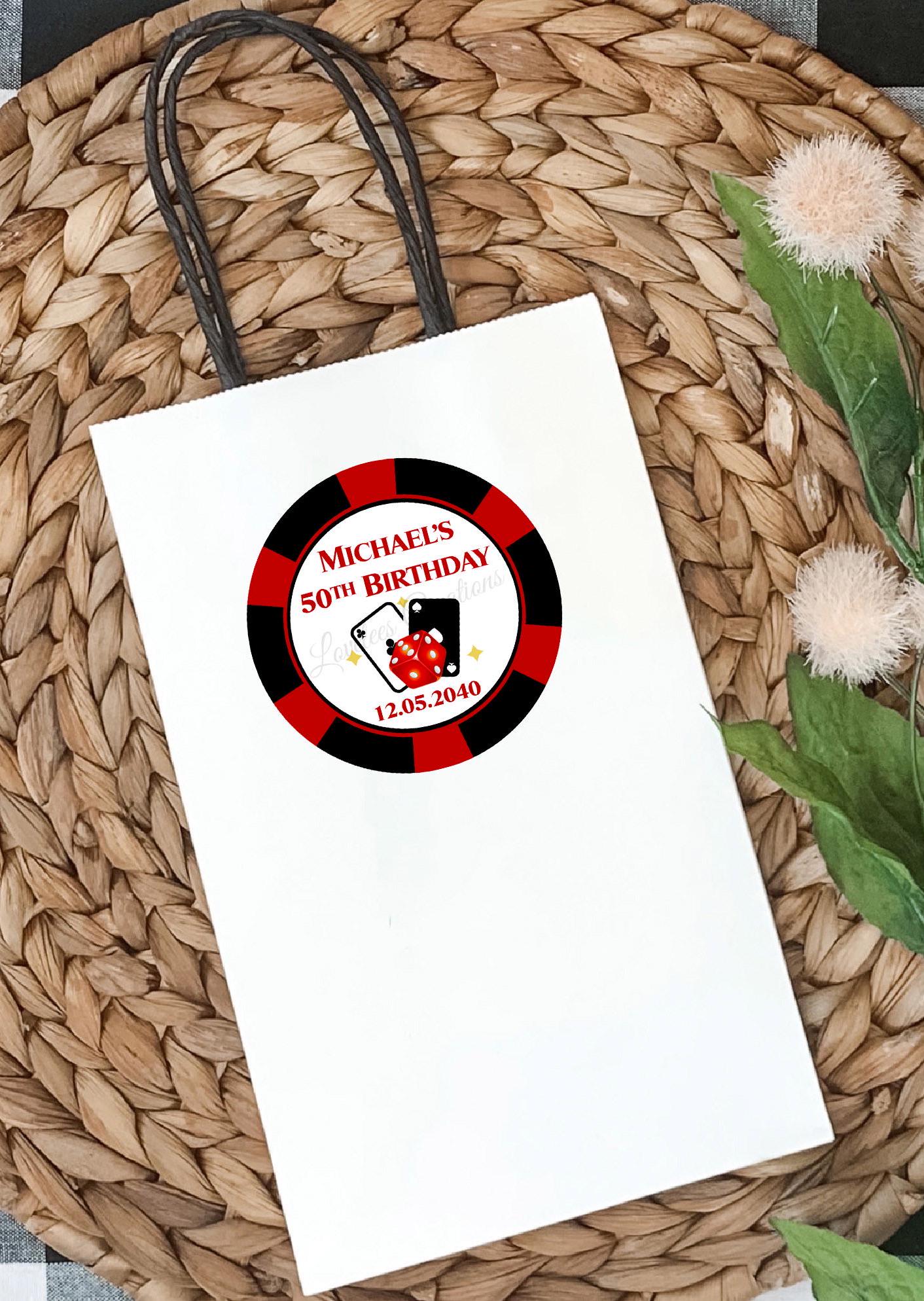 Poker Chip Theme Birthday Label, Personalized Poker Theme Bachelor ...