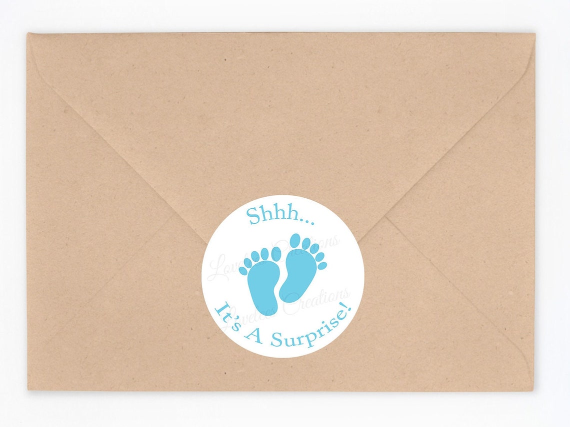 Shhh It's a Surprise Baby Shower Sticker Surprise Boy - Etsy