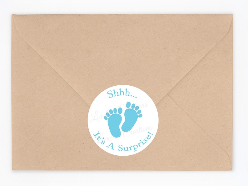 Shhh It's a Surprise Baby Shower Sticker- Surprise Boy Baby Shower ...