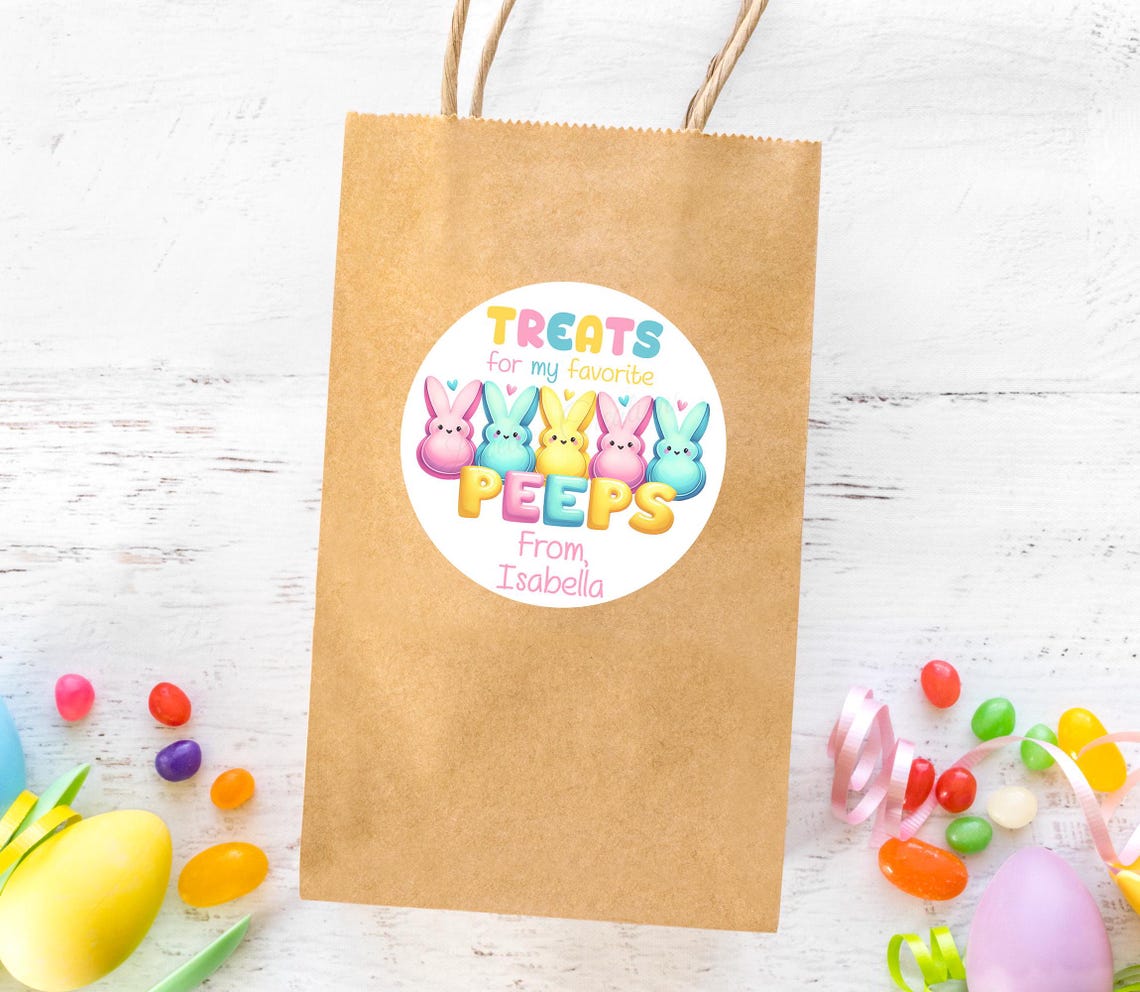 Treats for My Peeps Easter Stickers, Personalized Peeps Easter Labels ...