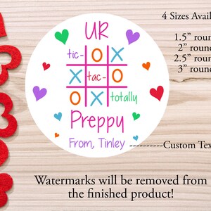 Personalized School Kids Valentines Day Sticker, Custom Tic-tac-totally ...