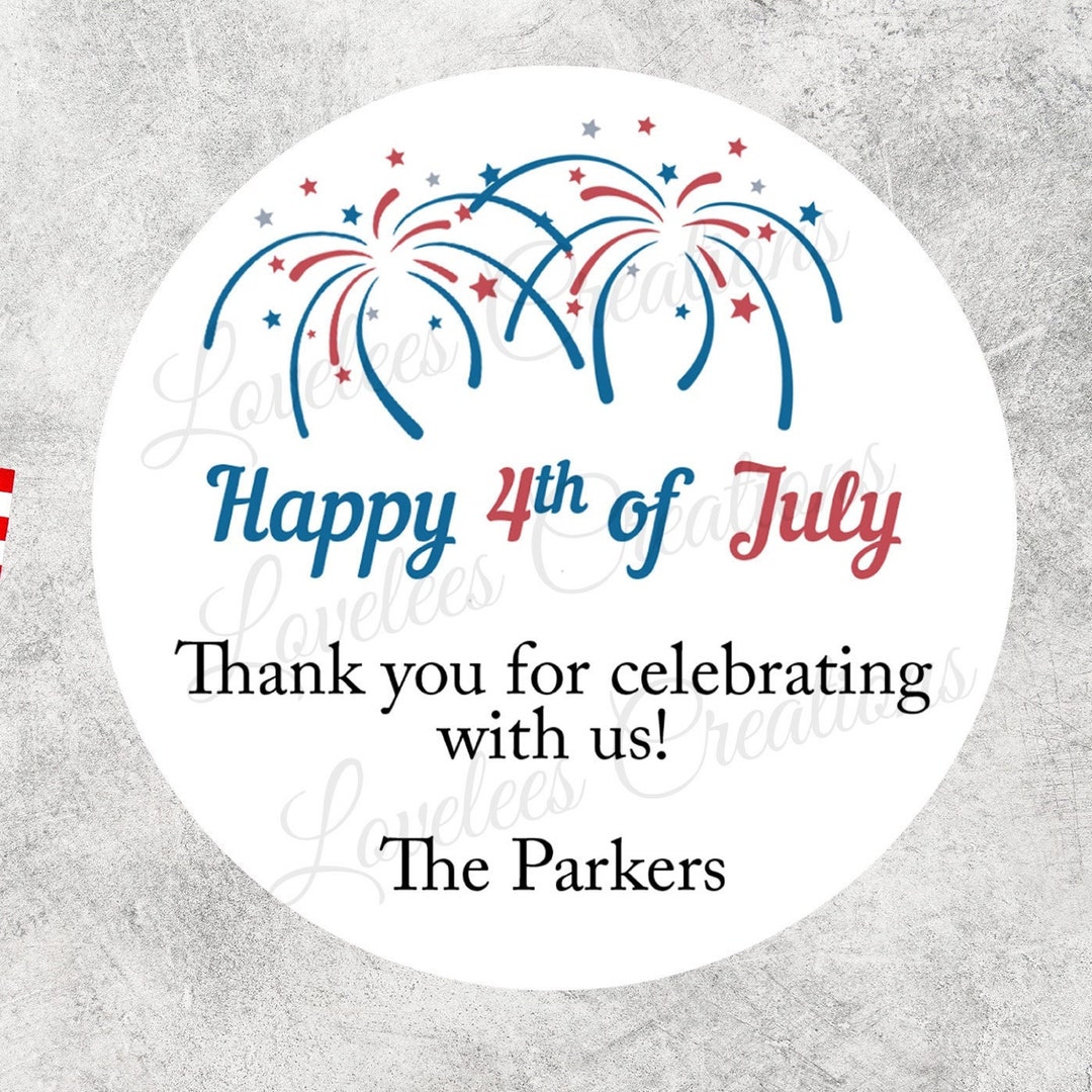 Happy 4th of July Sticker, Personalized 4th of July Label, Custom ...