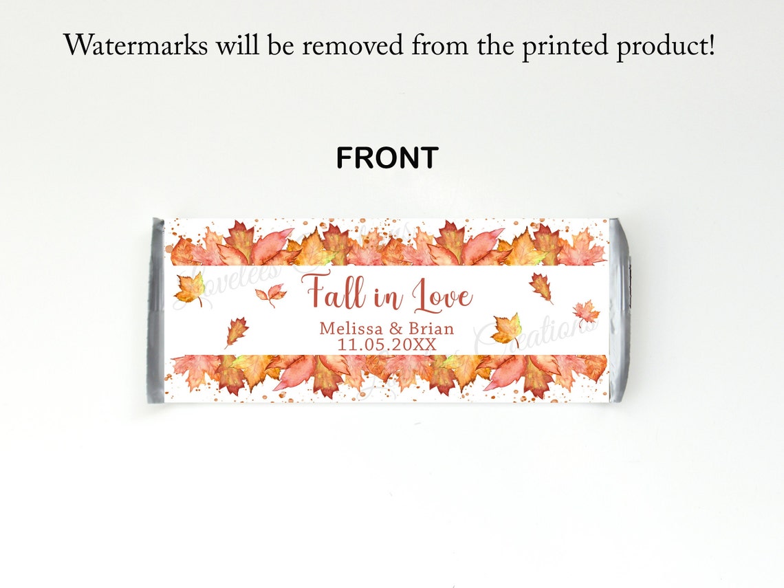 Fall in Love Chocolate Bar Wrapper - Fall Wedding - Fall Wedding Shower ...