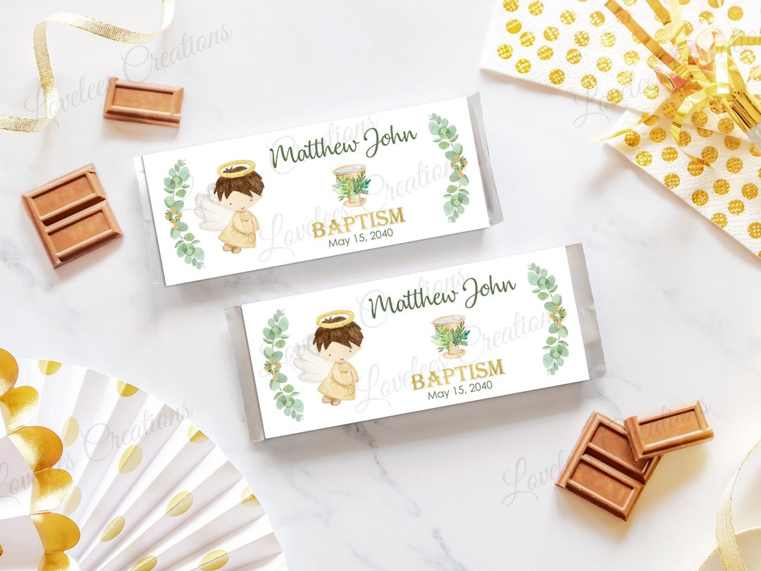 Angel Baptism Personalized Chocolate Bar Wrapper, Boy Custom ...