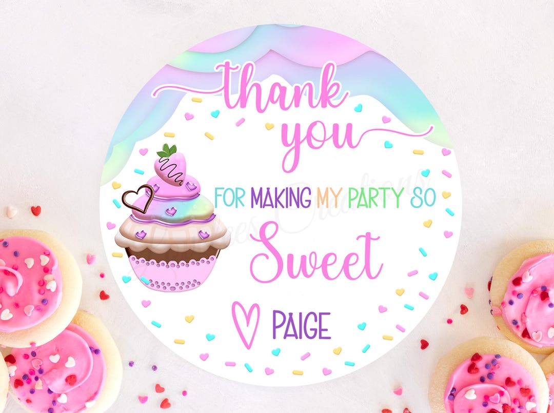 Cupcake Birthday Sticker, Personalized Cupcake Birthday Label, Custom ...