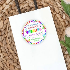 Summer Bubbling Fun Stickers | Bubble Party Favor Labels, Personalized ...