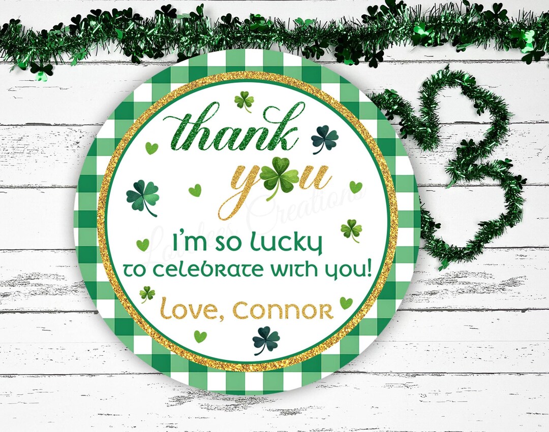 Personalized St. Patrick’s Day Thank You Stickers | Lucky Shamrock ...