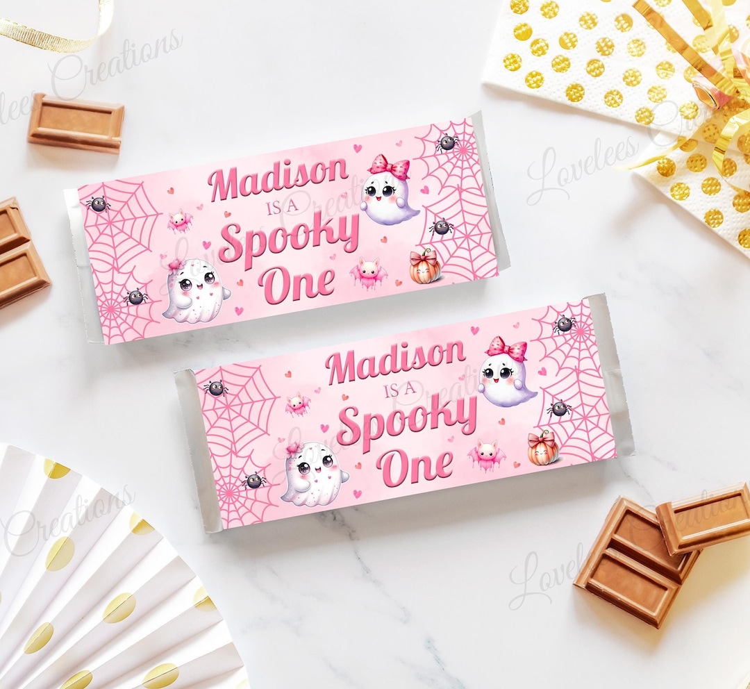 Spooky One Chocolate Bar Wrapper, First Boo-day Party Favor, Halloween ...