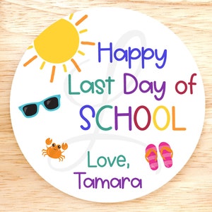 Personalized Kids Last Day of School Sticker, Custom End of School Gift ...