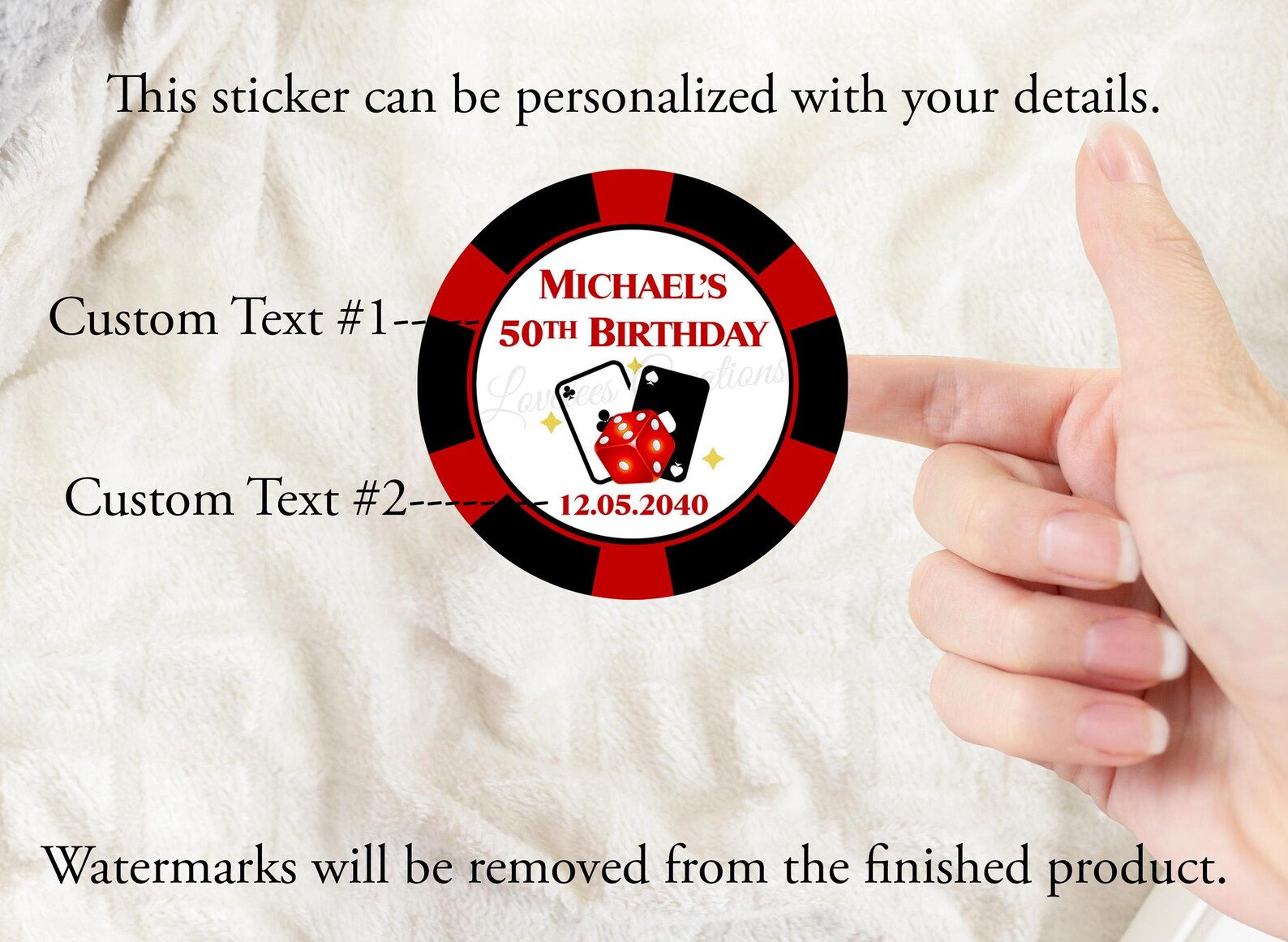 Poker Chip Theme Birthday Label, Personalized Poker Theme Bachelor ...