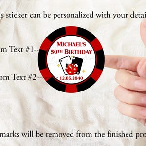 Poker Chip Theme Birthday Label, Personalized Poker Theme Bachelor ...