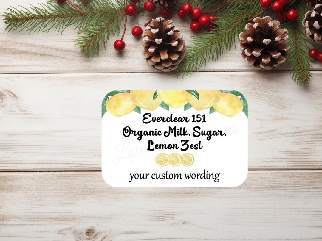 Lemon Sticker, Lemon Rectangle Label, Personalized Lemon Sticker ...