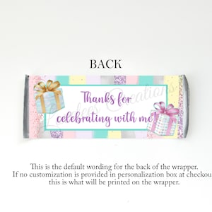 Birthday Chocolate Bar Wrapper Girl Birthday Party Favor Birthday ...
