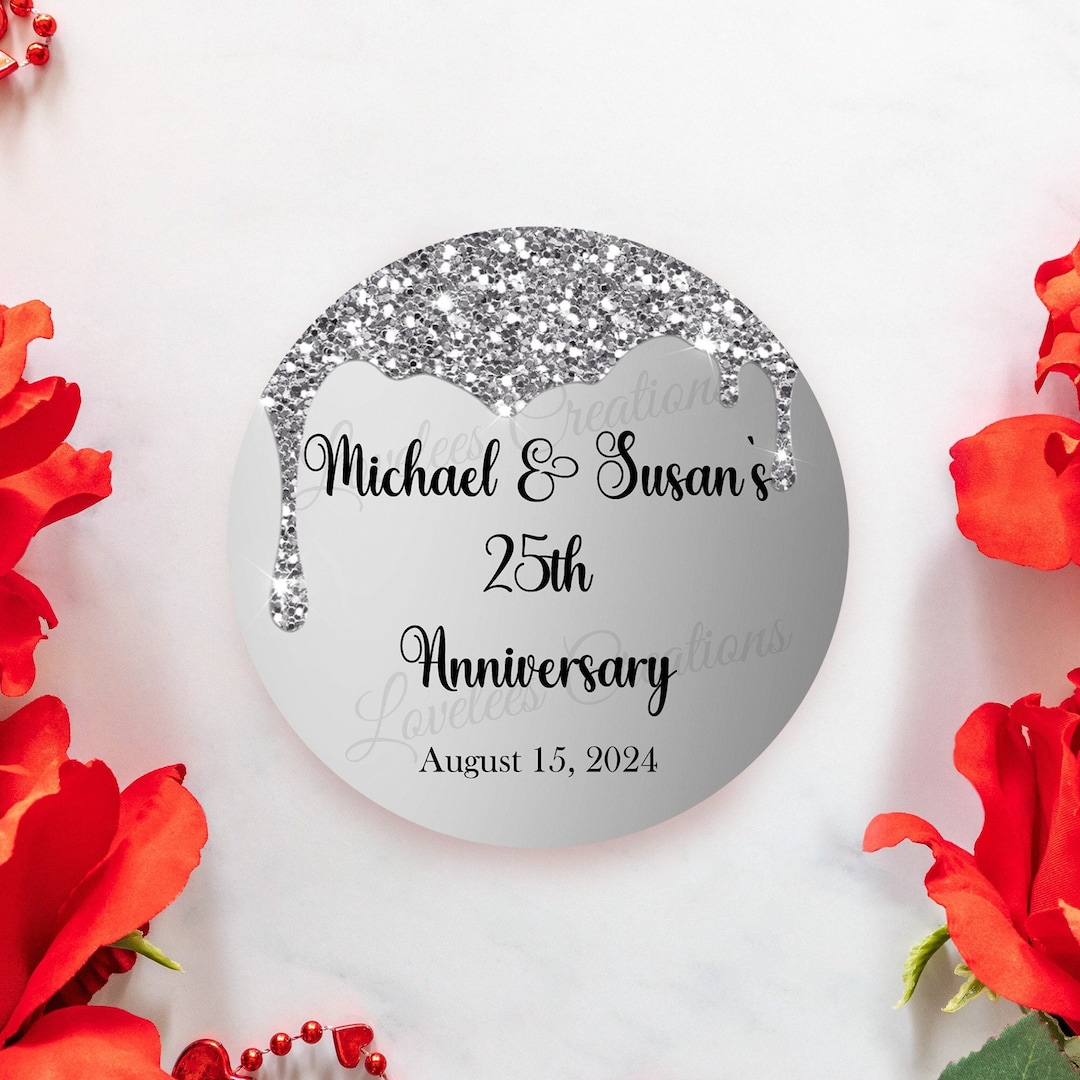 25th Anniversary Sticker, Personalized 25th Anniversary Label, Custom ...