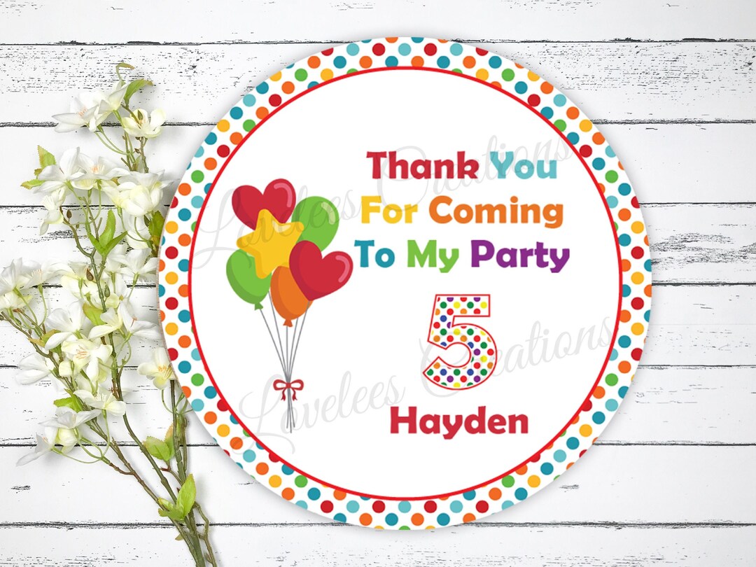 Balloon Birthday Label, Balloon Birthday Sticker, Polka Dot Sticker ...