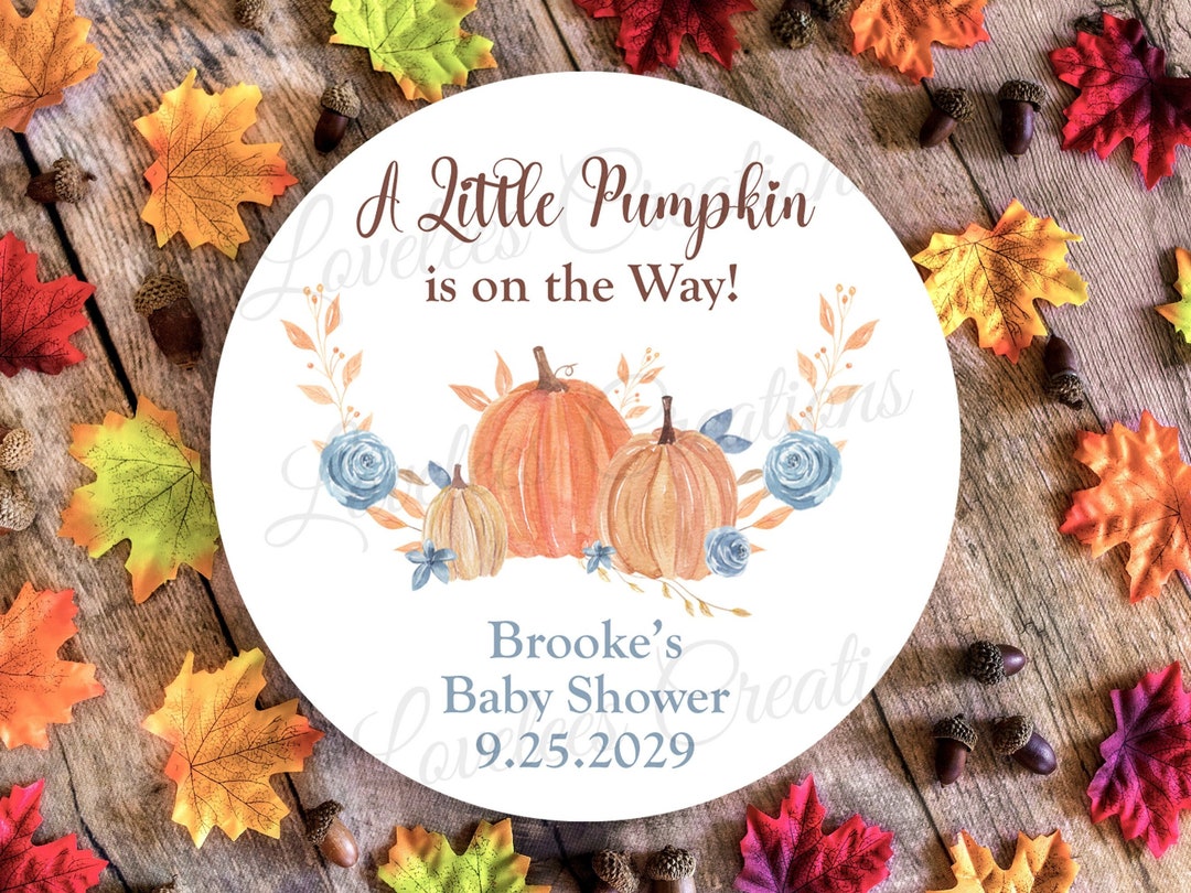Pumpkin Boy Baby Shower Sticker - Pumpkin Boy Baby Shower Label ...