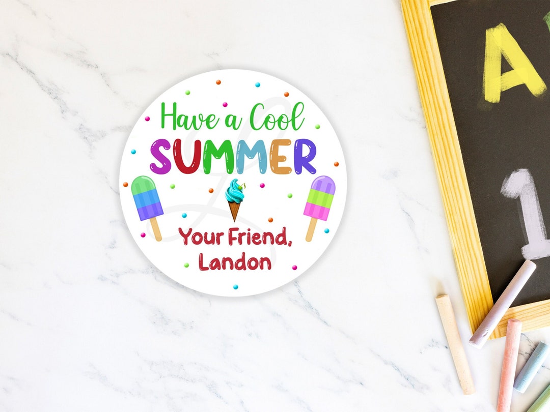 Personalized Kids Summer Sticker, Custom Last Day of School Label, End ...