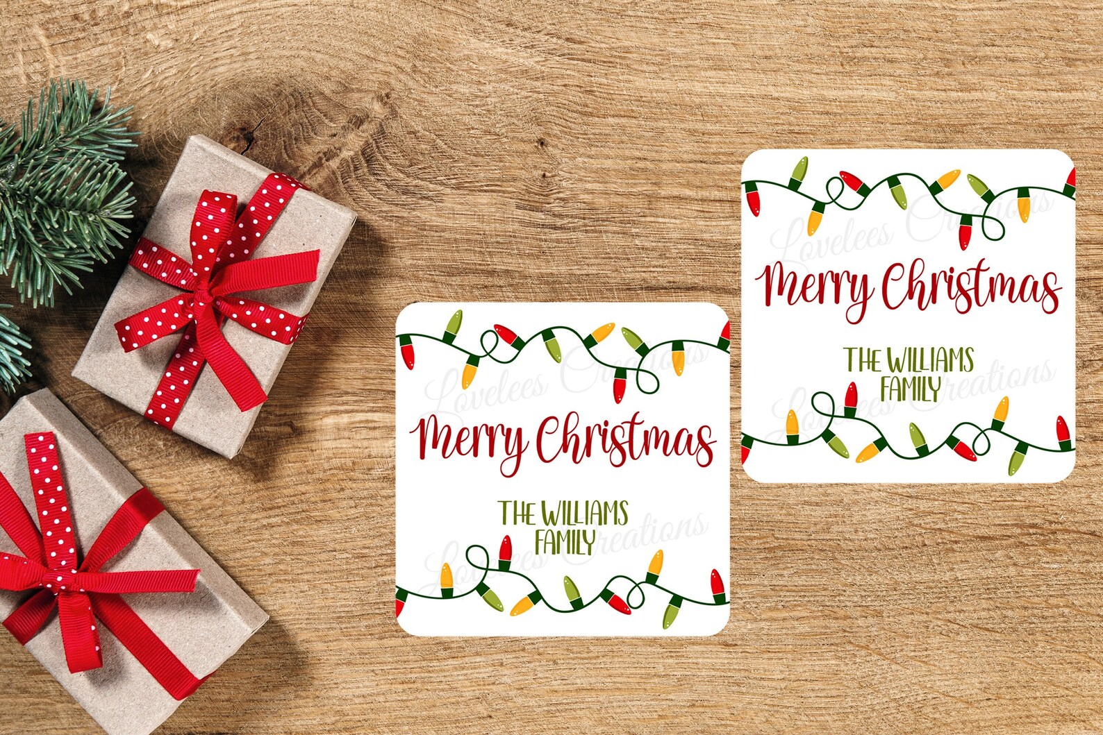 Personalized Merry Christmas Sticker, Custom Christmas Square Stickers ...