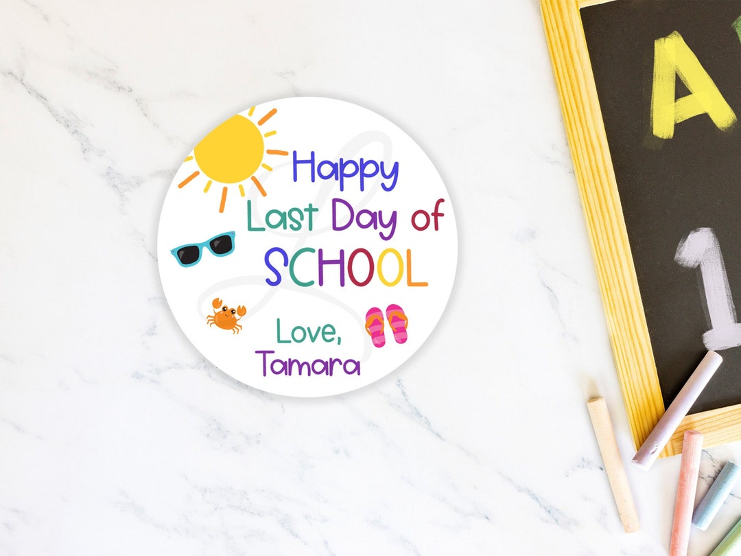 Personalized Kids Last Day of School Sticker, Custom End of School Gift ...