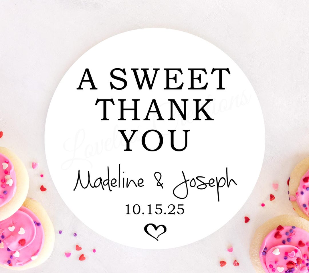 A Sweet Thank You Stickers, Wedding Sticker, Candy Bar Favor Labels - Etsy