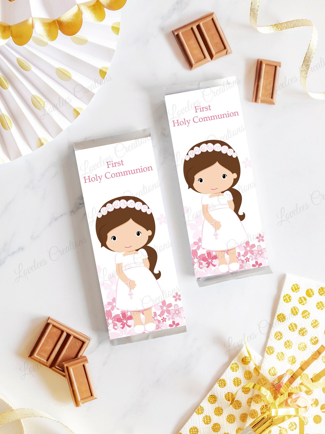 First Holy Communion Chocolate Bar Wrapper, Girl First Communion Favor ...