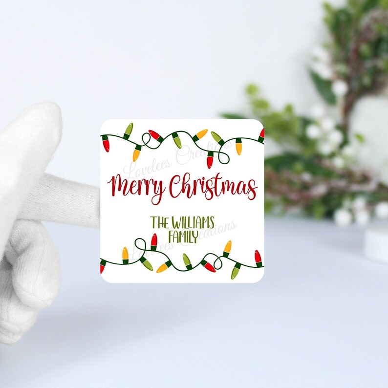 Personalized Merry Christmas Sticker, Custom Christmas Square Stickers ...