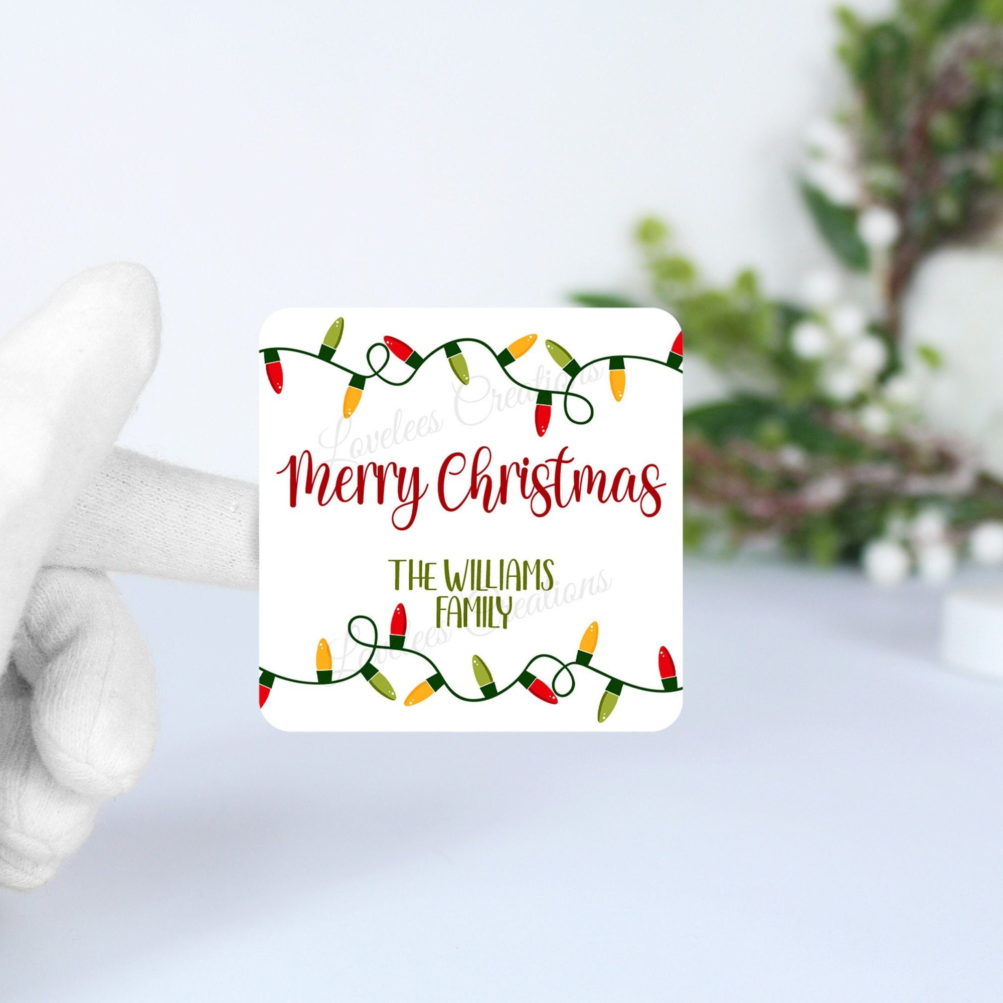 Personalized Merry Christmas Sticker, Custom Christmas Square Stickers ...