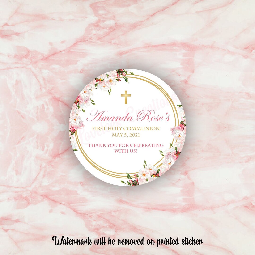 Communion Sticker, Personalized First Holy Communion Stickers, Custom ...