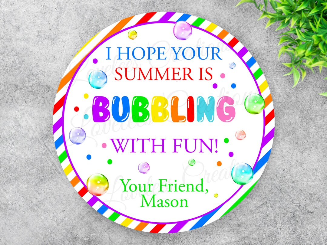 Summer Bubbling Fun Stickers | Bubble Party Favor Labels, Personalized ...