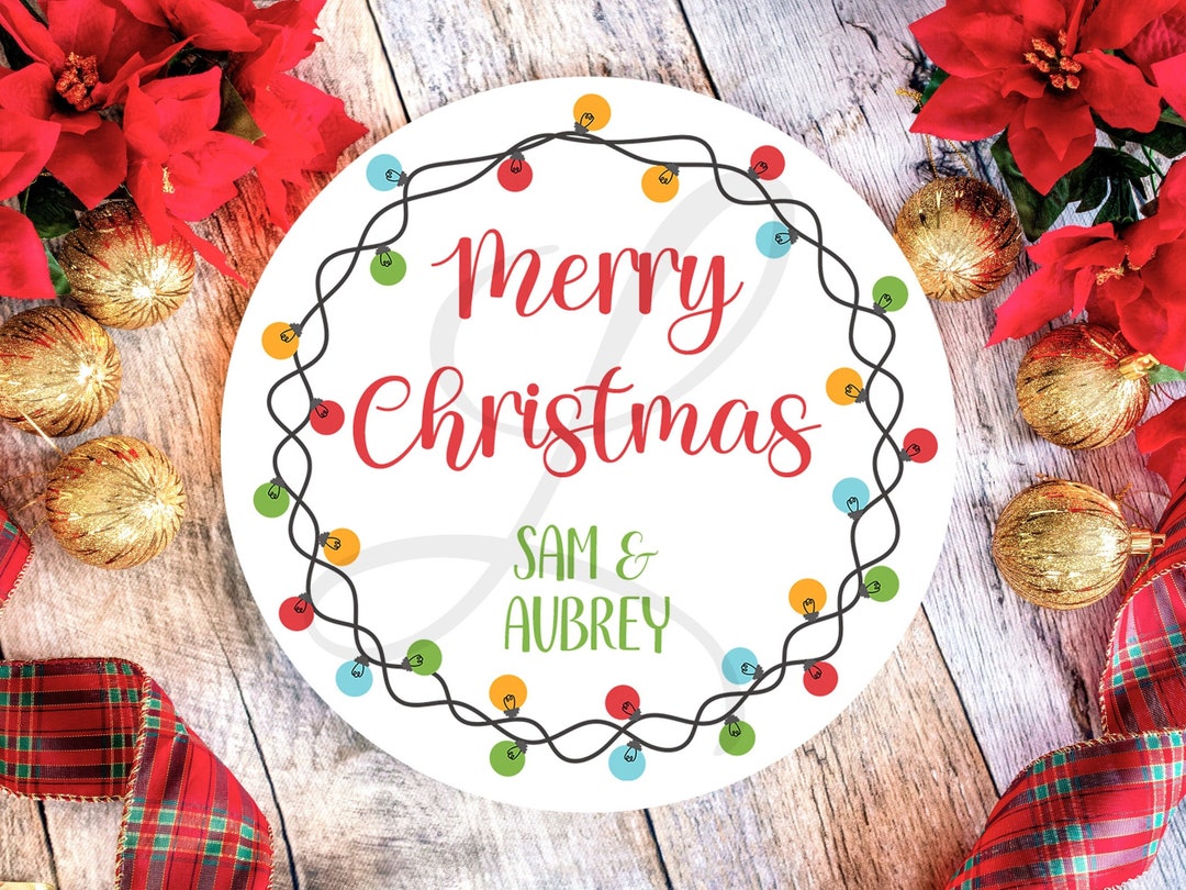 Personalized Merry Christmas Sticker, Custom Christmas Round Sticker ...