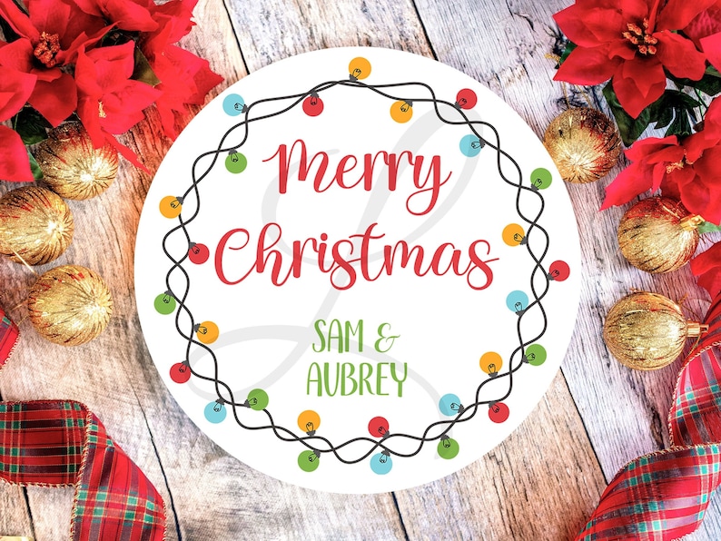 Personalized Merry Christmas Sticker, Custom Christmas Round Sticker ...