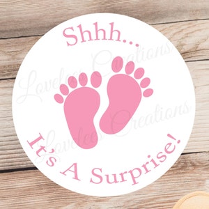 It's a Surprise Baby Shower Sticker- Surprise Girl Baby Shower ...