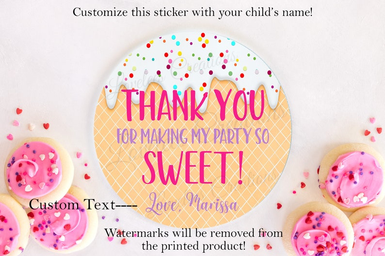 Sweet Personalized Birthday Stickers Ice Cream Birthday - Etsy