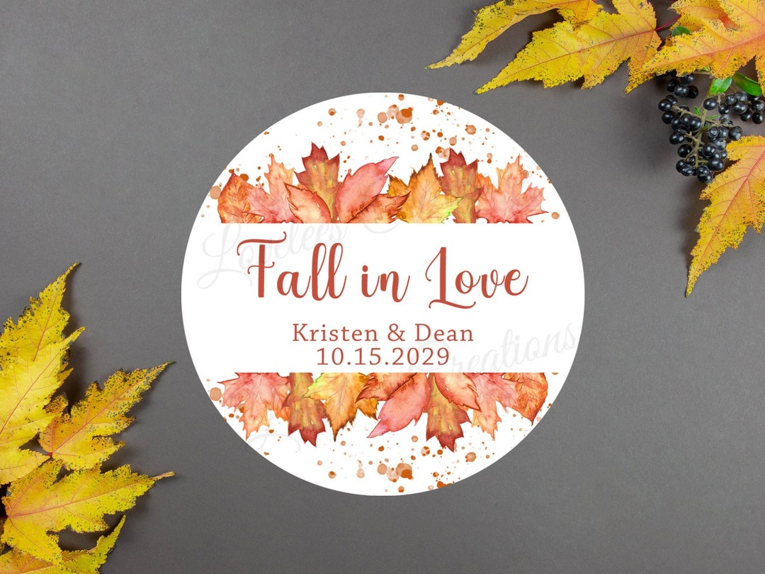 Fall in Love Sticker - Fall Leaves - Fall Wedding Sticker - Wedding ...