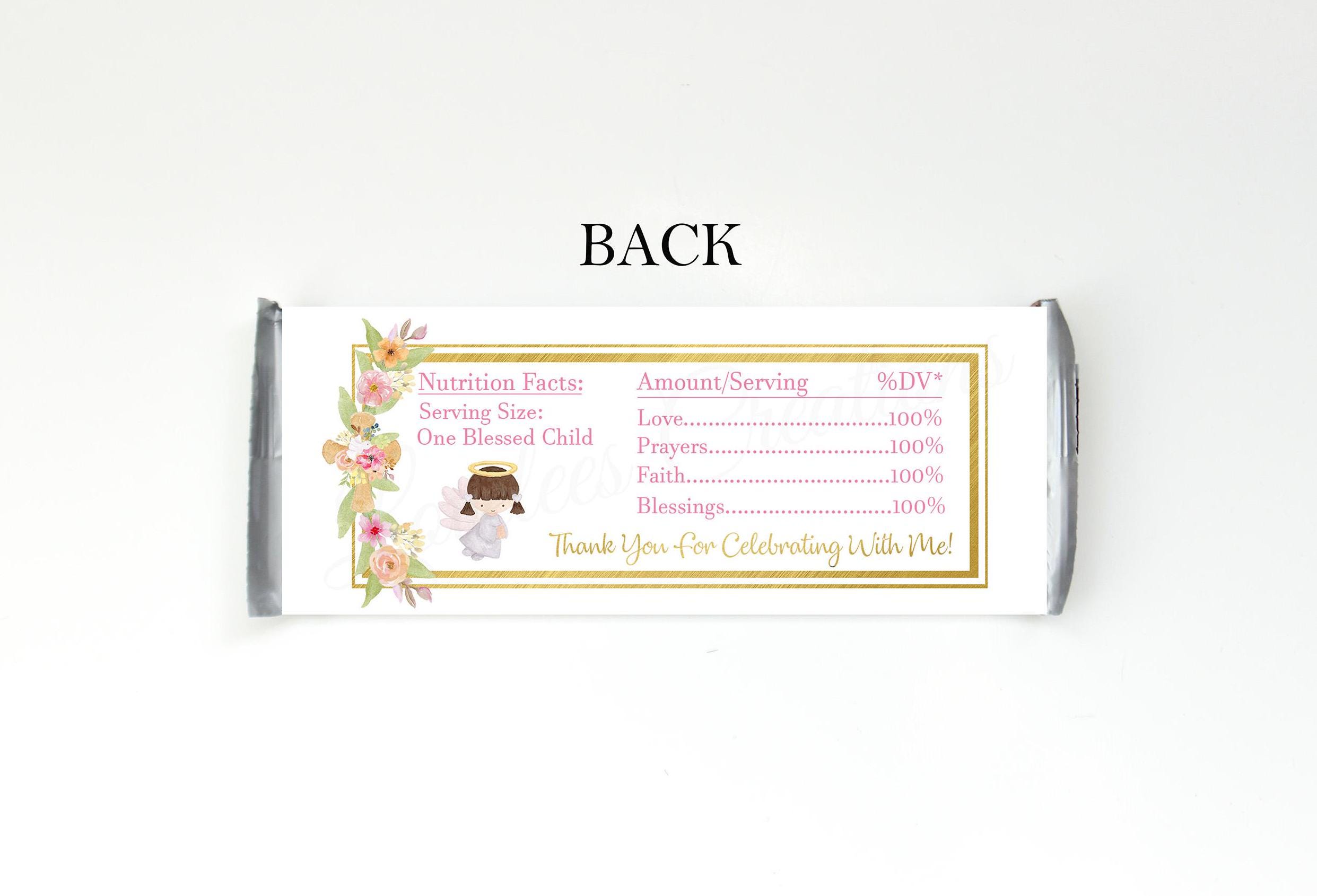 Girl Angel Baptism Chocolate Bar Wrapper, Mi Bautizo, Christening Favor ...