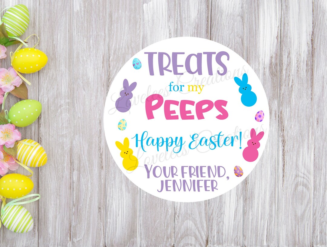 Personalized Easter Treat Stickers | Treats for My Peeps Round Labels ...