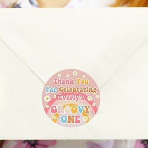 Groovy First Birthday Stickers, Personalized Groovy Birthday Favor ...