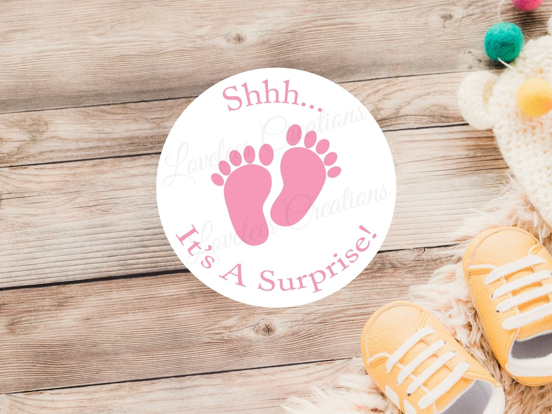 It's a Surprise Baby Shower Sticker- Surprise Girl Baby Shower ...