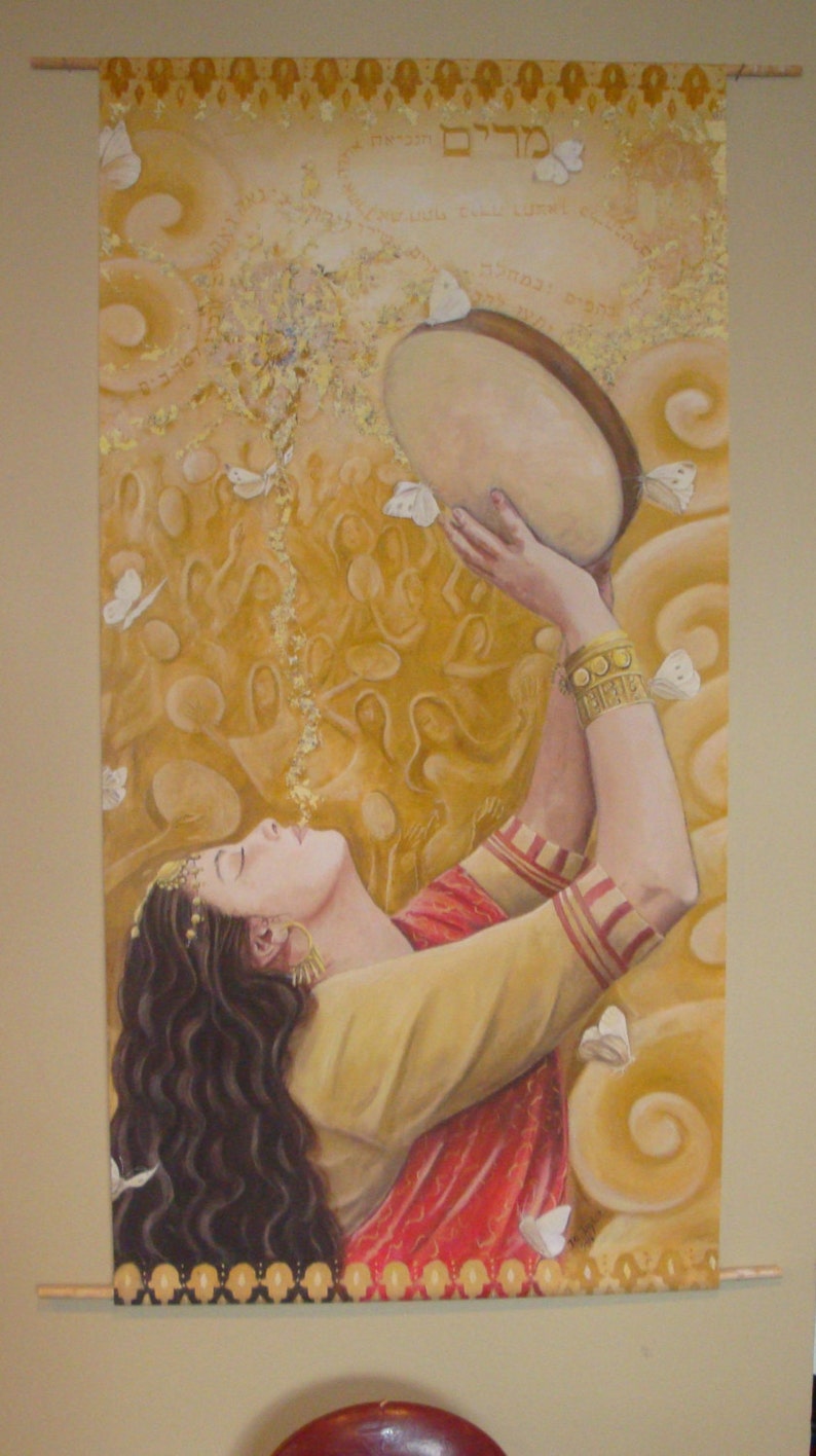 Wall Hanging Miriam the Prophetess - 22"x44" Pockets for Poles/dowels ...