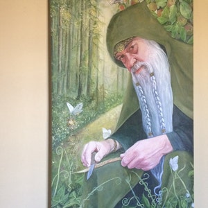Wall Hanging the Merlin Prophet of the Woods - 22"x44" Pockets for ...