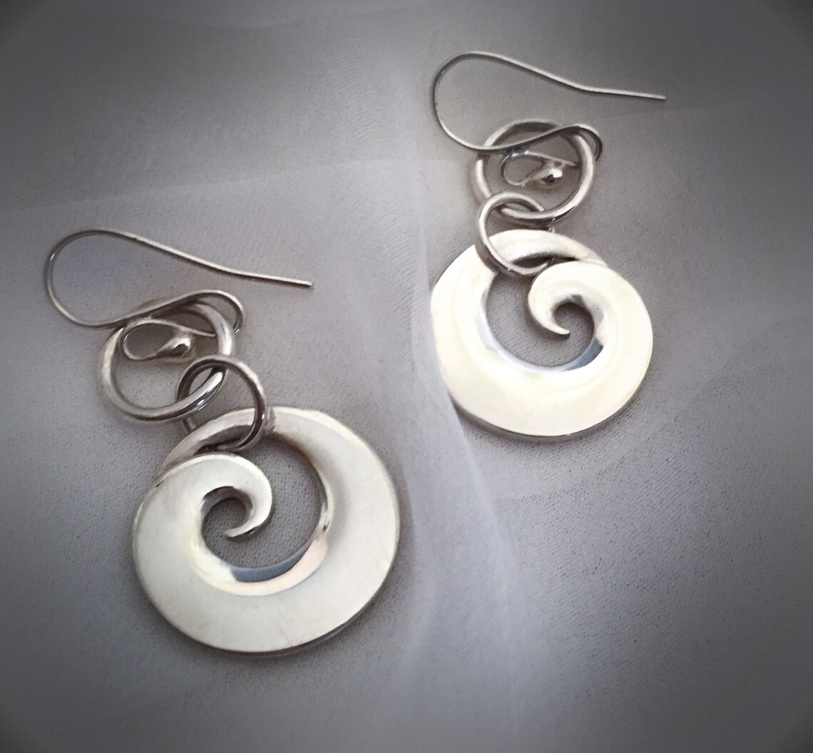 Sterling Silver Koru Earrings - Etsy
