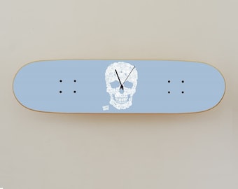 Skateboard Wall Clock Floral Skull - Etsy