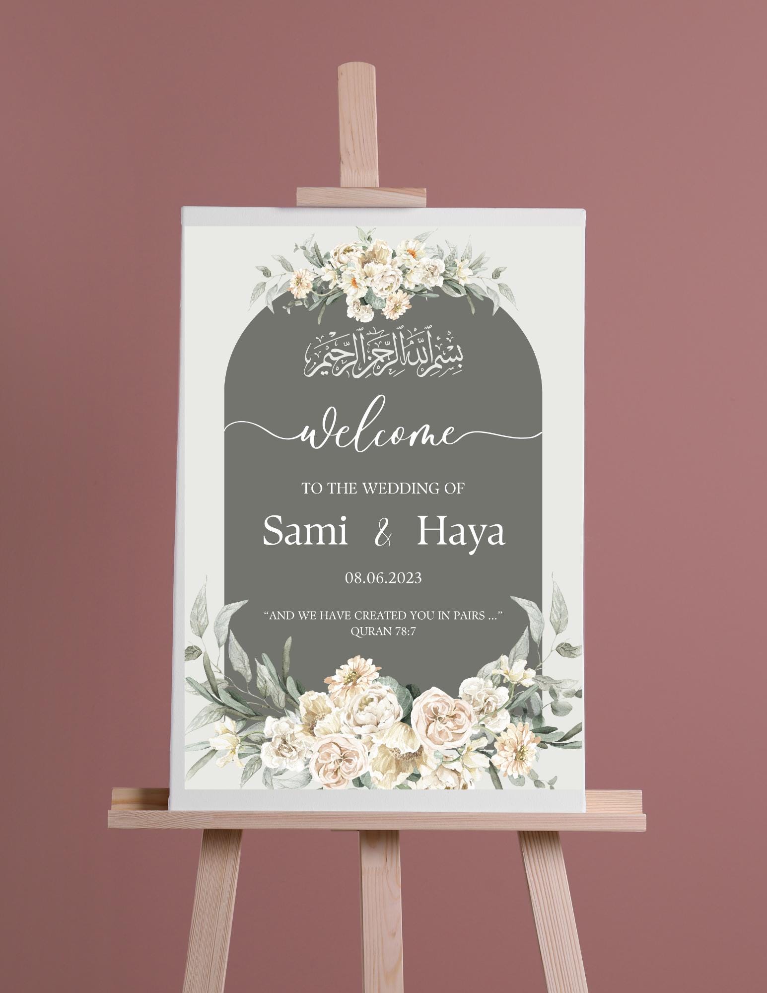 Muslim Wedding Welcome Sign, Nikkah Welcome Sign, Ketl Kitab, Digital ...