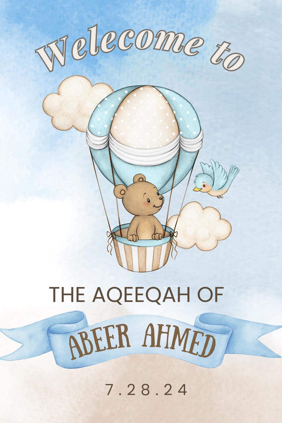 Muslim Aqeeqah Sign, Baby Shower Welcome Sign, Digital Download - Etsy