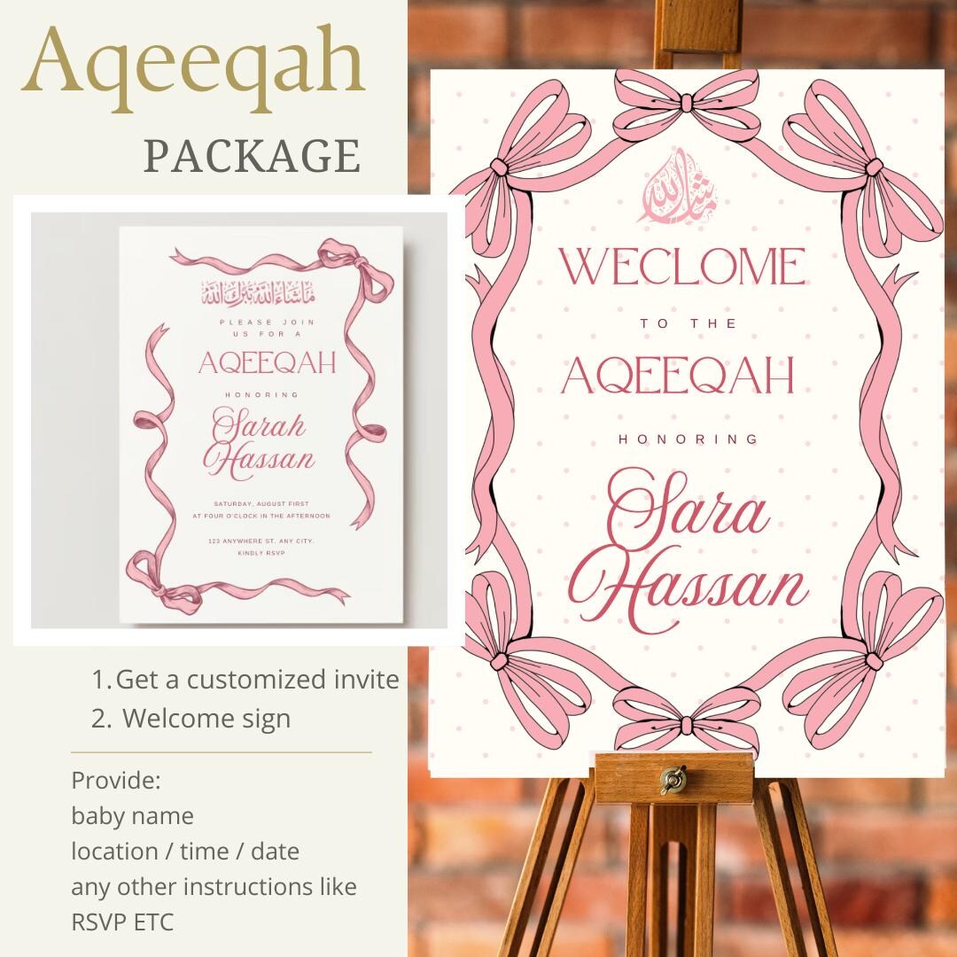 Bows Muslim Aqeeqah Sign, Baby Shower Welcome Sign, Digital Download - Etsy