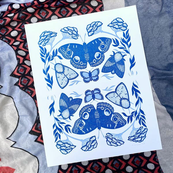 Butterfly Linocut - Etsy