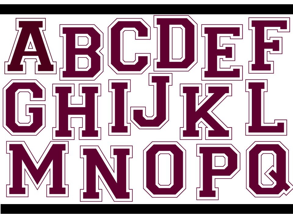FONTS Collegiate Style Block Lettering Maroon Personal | Etsy