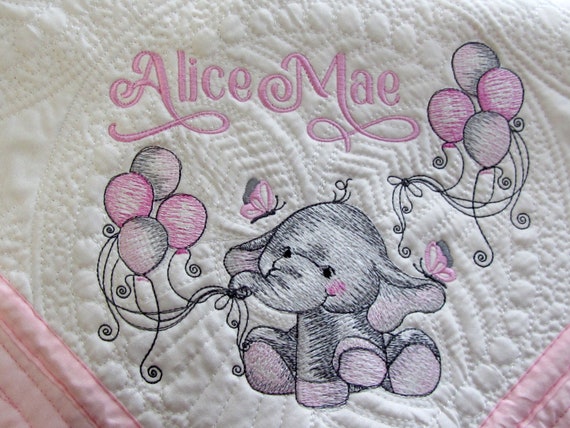 Embroidered Baby Quilt Personalized Heirloom Baby Quilt With | Etsy